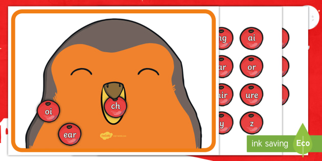 Feed the Robin Phase 2 and 3 Phoneme Recognition and Word Building Game
