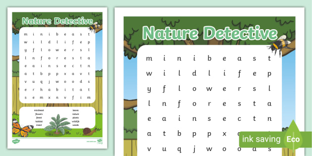 Nature Detective Word Search (teacher made)