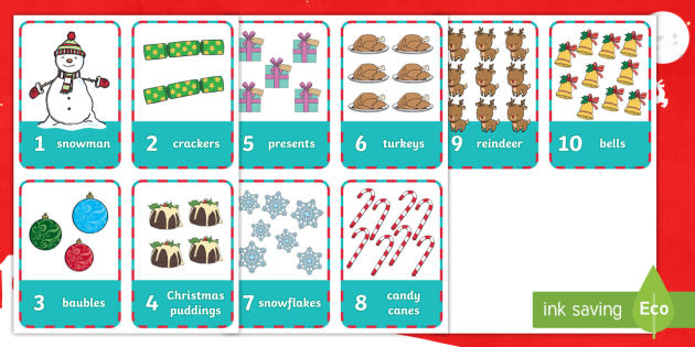 1 to 10 Christmas Number Flashcards - 0-10 Display Numbers (Christmas)