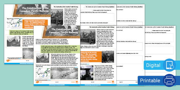 The History of the Canadian Pacific Railroad Differentiated Reading