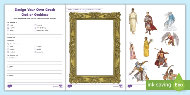 Greek Roman Gods Goddesses Chart Graphic Organizer Tpt