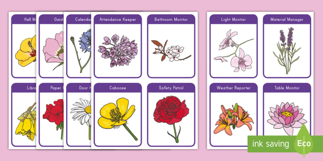 Floral Classroom Jobs Rectangle Cards (teacher made)
