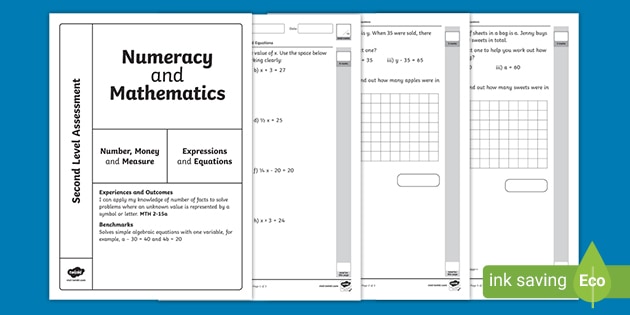 Second Level Numeracy and Mathematics Assessment - Expressions and ...