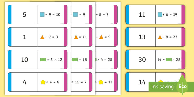 First Level Algebra Domino Loop Cards (teacher made)