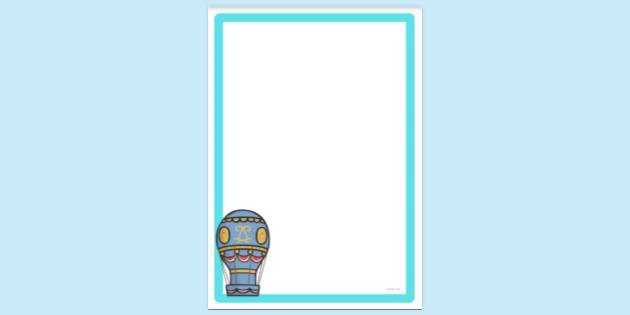 FREE! - Simple Blank First Hot Air Balloon Page Border | Twinkl