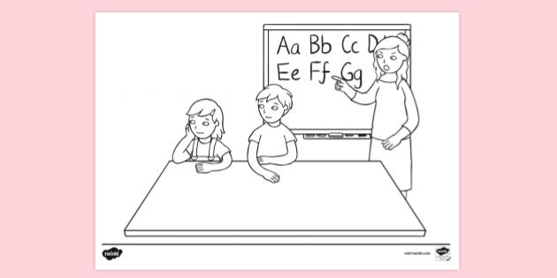 FREE! - Children Not Listening To Teacher Eyes Open Colouring Sheet