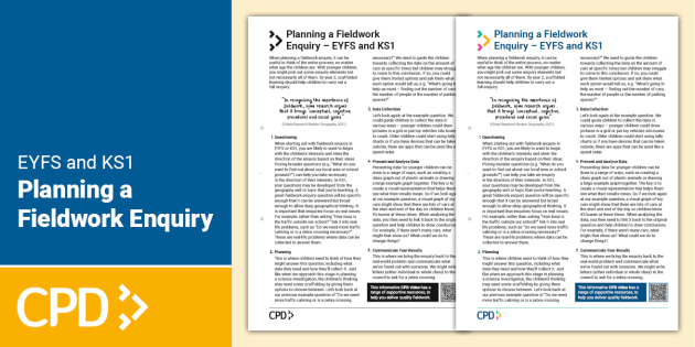 Planning fieldwork enquiry EYFS/KS1: CPD (teacher made)