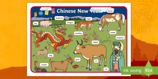 Chinese New Year Scene Word Mat
