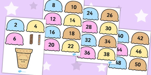 Counting in 2s Ice Cream Cone Ordering Activity