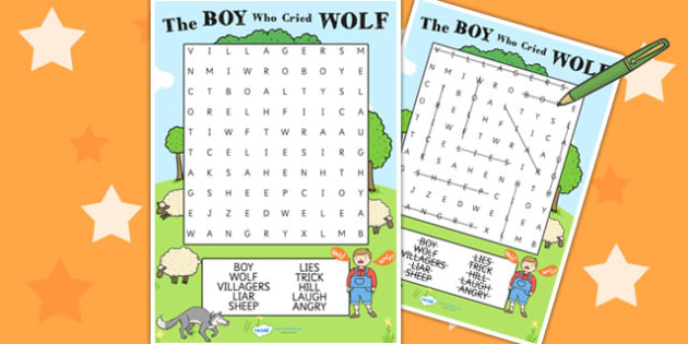 The Boy Who Cried Wolf Wordsearch (Teacher-Made)