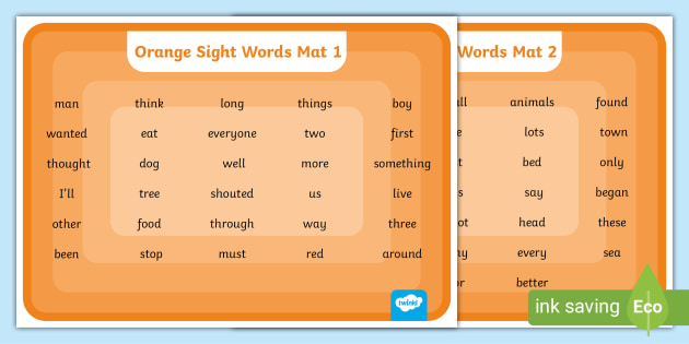 New Zealand Orange Sight Words Mats (teacher made)