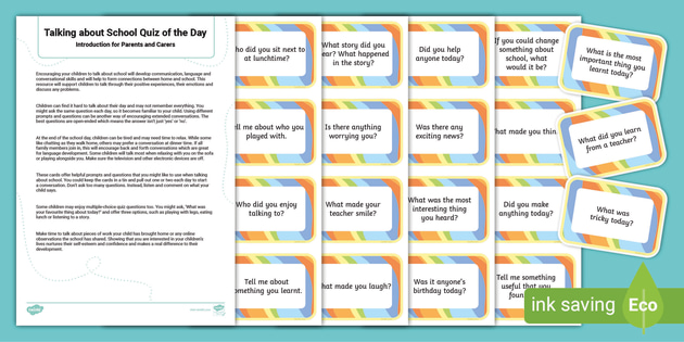 Talking about School Quiz of the Day Activity | Twinkl