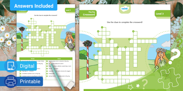 May Day Crossword Puzzle - Twinkl - Kids Puzzles