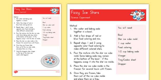 Fizzy Ice Stars Science Experiment - 4th of July activities