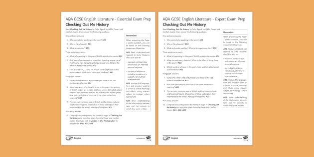 AQA GCSE Poetry Exam Prep - Checking Out Me History
