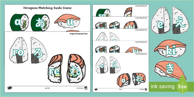 Hiragana Matching Sushi Game (teacher made)