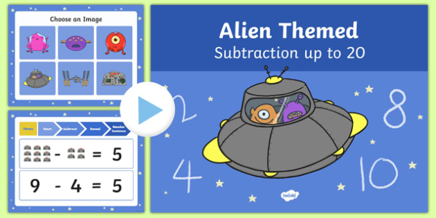 Alien Themed Subtraction to 20 PowerPoint