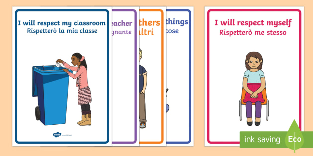 Respect in the Classroom Display Poster English/Italian - Respect in the