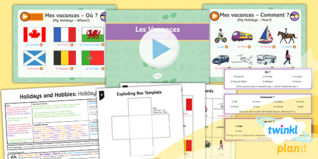 French: Holidays and Hobbies: Holidays Year 4 Lesson Pack 4