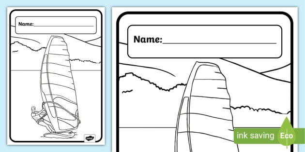 FREE! - Windsurfing Colouring Book Cover (teacher made)