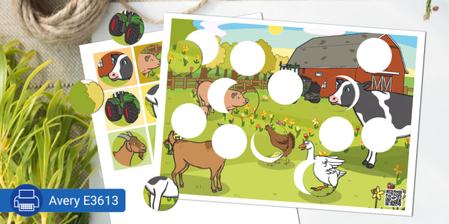 Farm Animals Sticker Puzzle - Fix the Picture Activity