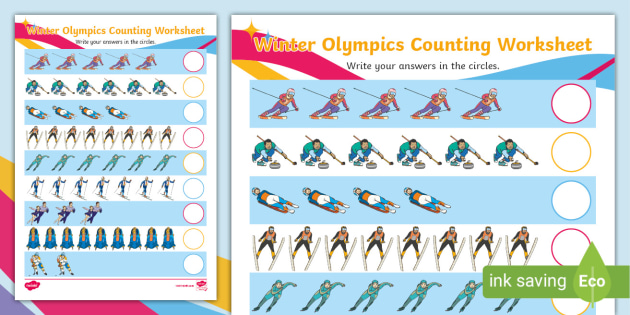 FREE! - Winter Olympics Counting Worksheet (teacher made)
