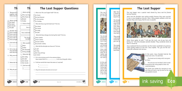 LKS2 The Last Supper Differentiated Reading Comprehension Activity