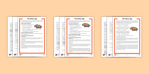 * NEW * LKS2 The Stone Age Differentiated Reading Comprehension