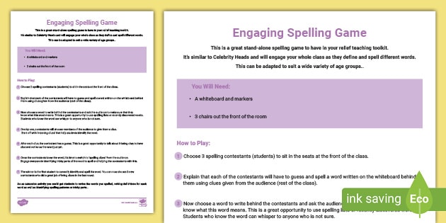 Engaging Spelling Game (teacher made)