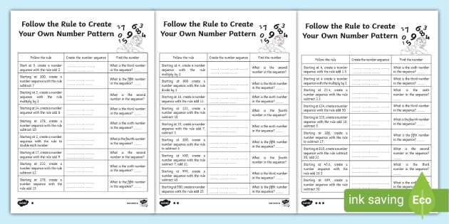 Follow The Rule To Create Number Sequences Worksheets