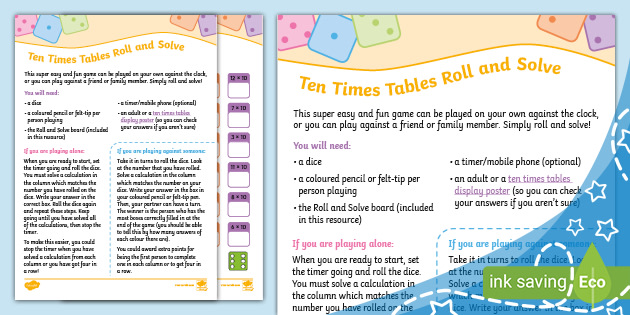 Ten Times Tables Roll and Solve (teacher made)