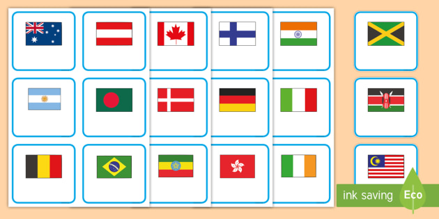 Flags of the World Editable Drawer, Peg, Name Labels