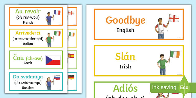 European Day of Languages Goodbye Word Cards