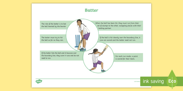 Kwik Cricket Batter Pupil Knowledge Sheet (teacher made)