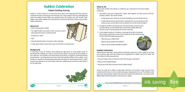 KS2 Sukkot Den Building Activity (teacher made)