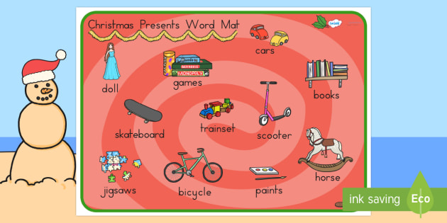 Australia Christmas Presents Word Mat