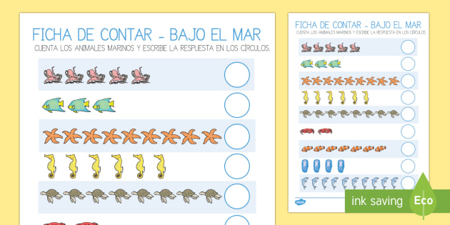 Contar animales marinos Ficha de actividad (teacher made)
