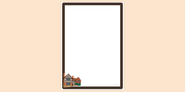Simple Blank Tudor House Page Border | Page Border | Twinkl