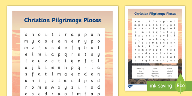 Christian Pilgrimage Sites Word Search (teacher made)