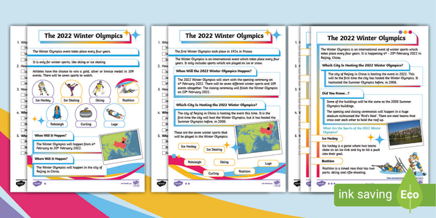 KS1 Winter Olympics Differentiated Reading Comprehension