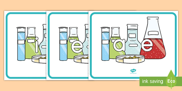 Magic e Vowel Pairs on Science Equipment Posters