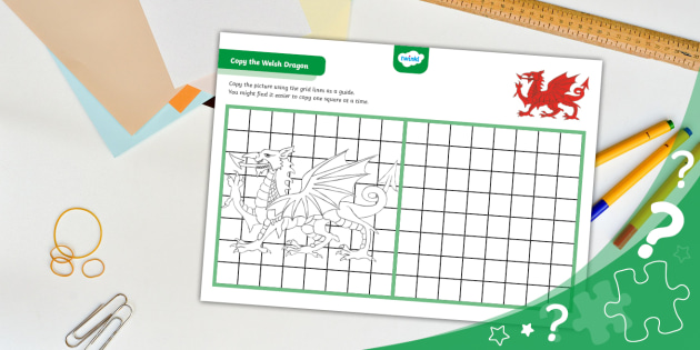 Copy the Welsh Dragon Puzzle - Kids Puzzles - Twinkl