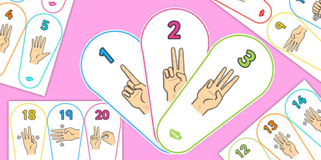 British Sign Language 0-20 Number Fan (Signer's View)