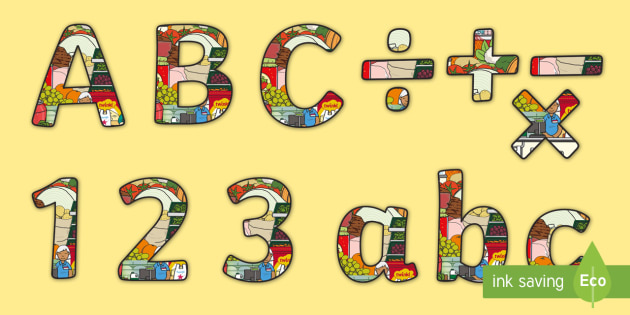 The Supermarket Aistear Display Letters and Numbers Pack