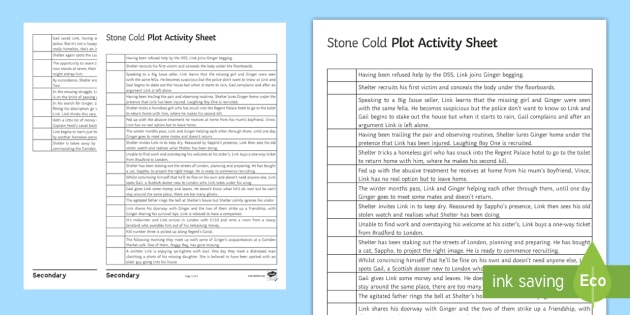 Plot Sequence Worksheet / Worksheet To Support Teaching On 'Stone Cold'