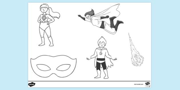 Superheroes Colouring Page - KS1 Resources - Twinkl