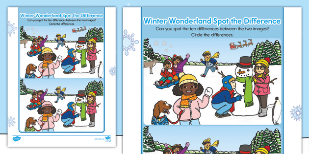 Winter Wonderland Spot the Difference Activity | Twinkl