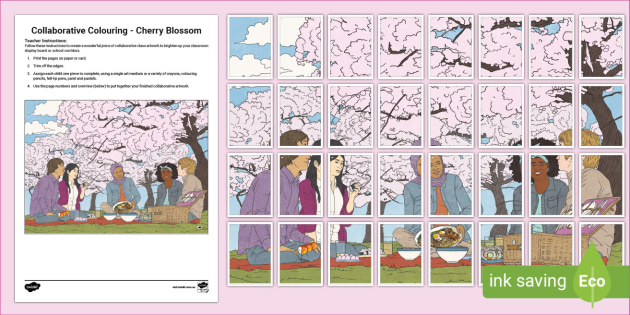 Cherry Blossom Collaborative Colouring Page (Teacher-Made)
