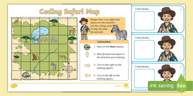 KS1 Unplugged Coding Safari Map - Computing (teacher made)