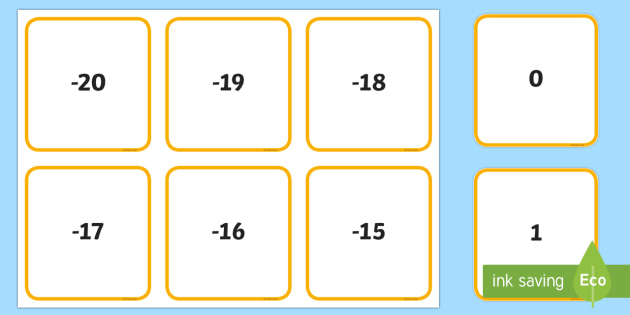 Negative Number Cards (Teacher-Made)